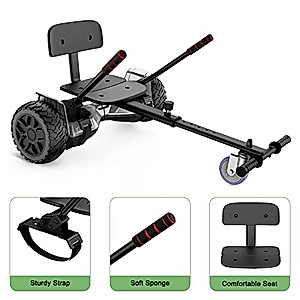 UNI-SUN Hoverboard with Seat Attachment Combo, 8.5" Hoverboard with Seat, Self Balancing Scooter with Bluetooth Speaker & LED Lights, Hoverboards for Kids & Adults, Silver