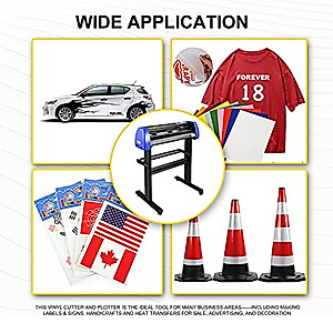VEVOR Vinyl Cutter 28 Inch Vinyl Cutter Machine with 20 Blades Maximum Paper Feed 720mm Vinyl Plotter Cutter Machine with Sturdy Floor Stand Adjustable Force and Speed for Sign Making