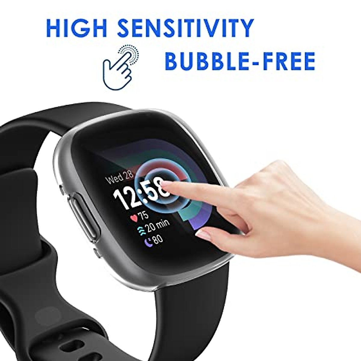 NANW 4-Pack Screen Protector Case Compatible with Fitbit Sense 2/Versa 4, Soft TPU Plated Bumper Full Cover Protective Cases for Versa 4/Sense 2 Smartwatch [Scratch-Proof]