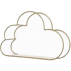 FRECI Metal Wall Hanging Storage Shelf Cloud-Shaped Wall Mount Hanging Organizer Suit for Bookshelf/Bathroom Storage Home Supplies - Bronze