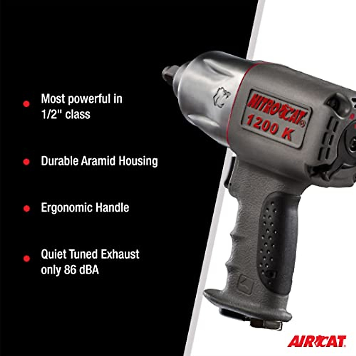 AIRCAT Pneumatic Tools 1200-K 1/2-Inch Nitrocat Composite Twin Clutch Impact Wrench 1295ft-lbs