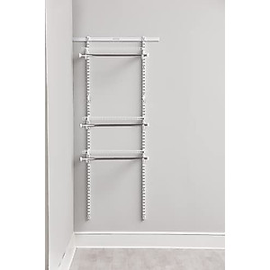 Rubbermaid Expandable Closet Shelf Kit, 2-4 ft., White, for Home/Closet/Garage/Laundry/Mudroom/Basement/House