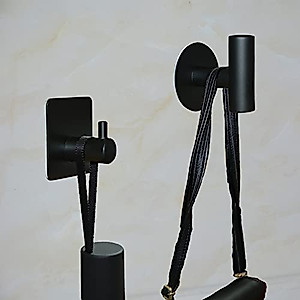 8 Packs Adhesive Towel Hooks - Stainless Steel Bathroom Hook, Wall Towel Hooks Heavy Duty Adhesive Hooks for Bathroom Kitchen Garage Home Hotel Office (Black)