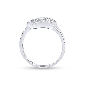 AFFY Round Cut White Natural Diamond Paw Print Band Ring 14k White Gold Over Sterling Silver (0.1 cttw)