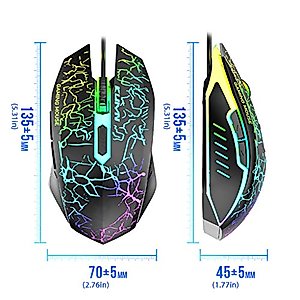MAOSUO T6RGB Luminous Wired Gaming Keyboard and Mouse Set with Large Mouse Pad USB Colorful Backlit Easy-to-Operate Mechanical Feel Keyboard Accessories Kit for Laptop Computer Gamer Work