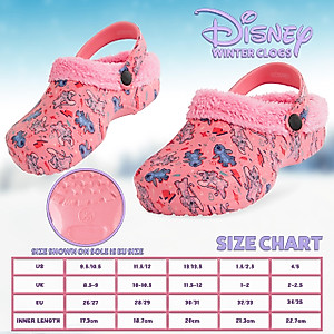 Disney Stitch Girls Clogs - Fleece Lined Clogs - Stitch Gifts (Pink Stitch/Angel, 4/5 US)