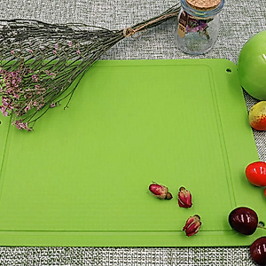 Kingneed Silicone Chopping Mat Flexible Thick Cutting Board Food Grade Material Odorless Two Sided Non-Slipping 0.15 inch Thickness, 12.6 x 9.6 inch for Kitchen (Fluorescent green)