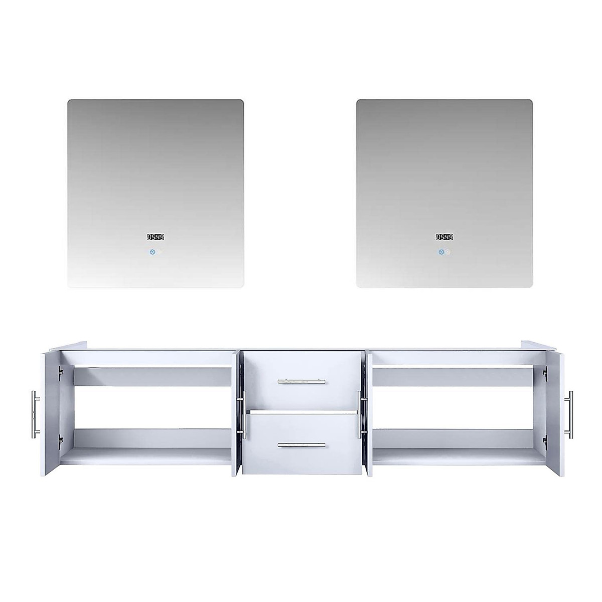 Lexora Geneva 80 in. W x 22 in. D Glossy White Double Bath Vanity and 30 in. LED Mirrors