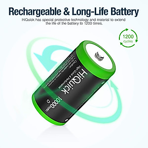 HiQuick D Rechargeable Batteries, 10000mAh 1.2V NiMH Per-Charged D Cell Long Lasting D Size Batteries with Store Boxes(4 Pack)