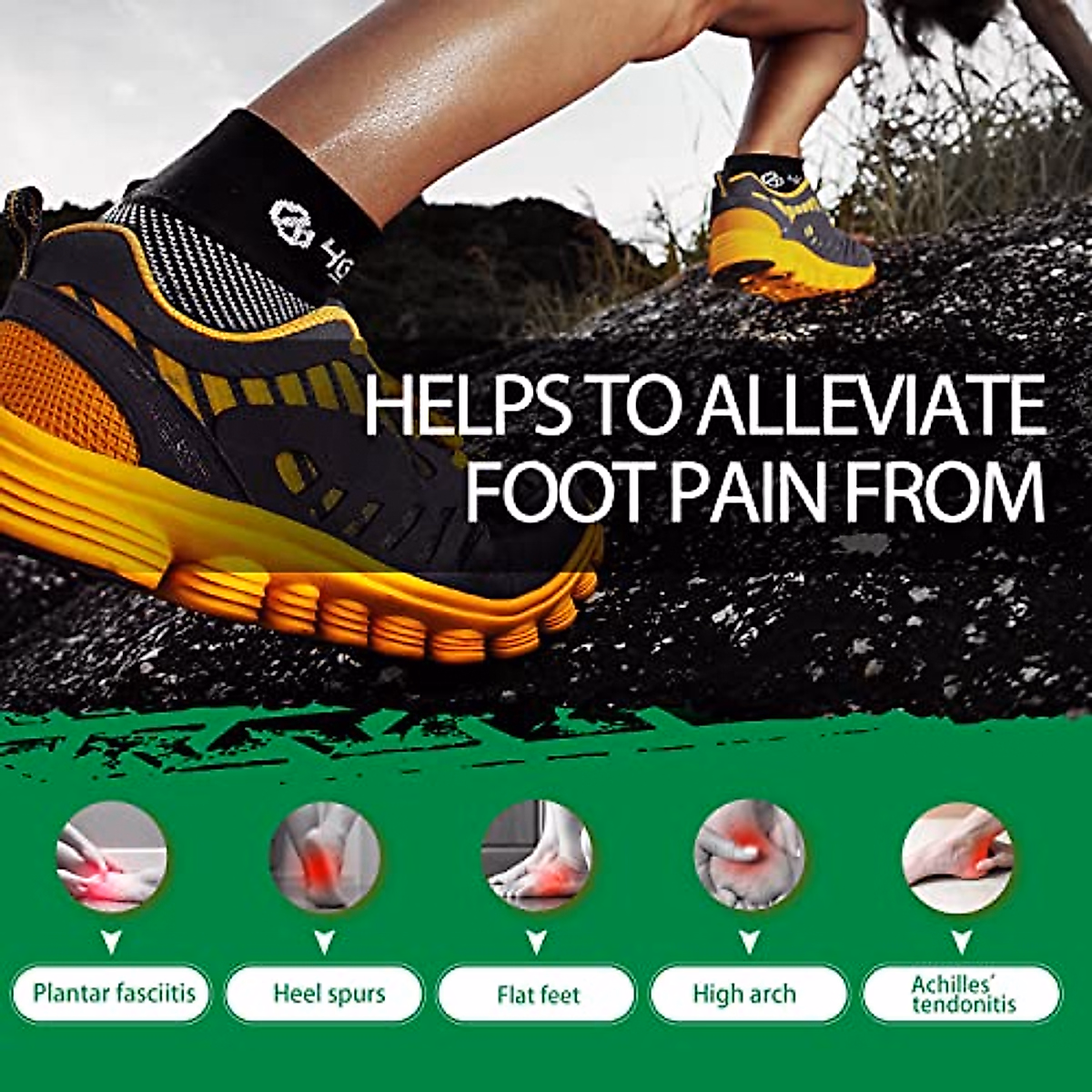 Plantar Fasciitis Foot Pain Relief Kit-9pcs-2 Pairs Compression Socks, Silicone Heel Cups, Cushioned Arch Supports & Spiky Massage Ball-Fast Heel & Arch Pain Relief, Strong Ankle & Arch Support(2 PAIRS SOCKS KIT, S/M (Women 4-8, Men 6.5-7))