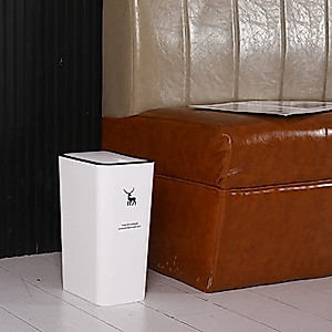 Sooyee 10 Lite White Trash Can with Lid,Bathroom Trash Can,2.4 Gallon Plastic Trash Can,Small Trash Can for Powder Room,Bedroom,Kitchen,Craft Room,Office