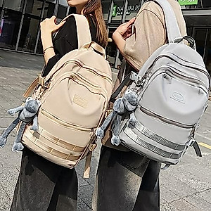 Verdancy Kawaii Backpack for Teens School College Travel Aesthetic Bookbag Schoolbag Daypack Casual Bag (Khaki)