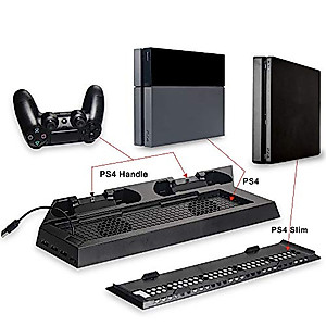YICANG Vertical Stand with Cooling Fan Controller Charging Station for PS4 /PS4 Slim