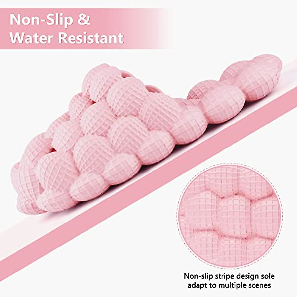 FJPTREN Kids Bubble Slides Slippers Funny Bubble Shoes Soft EVA Lychee Slides Soft Pillow Spa Slippers For Gym House Slippers Shower Bedroom Slippers Pink Size 2-2.5 (Little Girls)