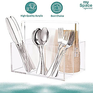 Utensil Holder Silverware Caddy Countertop Cutlery Organizer For Napkins Flatware Spoon Fork Knife For Picnic Party Plastic Acrylic