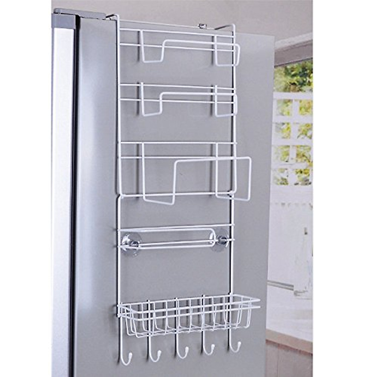 OKOKMALL US--Hot 6 Tier Kitchen Spice Rack Storage Shelf Over Fridge Cabinet Holder Organizer