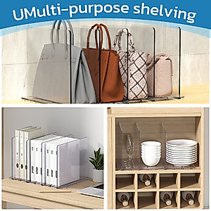 frtzal Purse Organizer for Closet, Shelf Dividers for Closet Organization Adjustable Plastic Handbag Organizers for Closets Purse Storage Organizer (4 layers Tra)