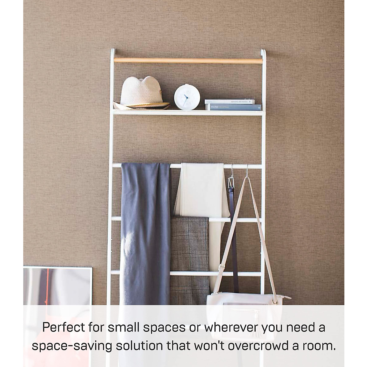 YAMAZAKI home Tower Leaning Ladder With Shelf White