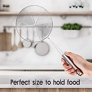 Versatile Stainless Steel Spider Strainer/Skimmer/Ladle for Cooking and Frying, Chirano Kitchen Gadgets Wire Strainer Pasta Strainer Spoon (6 Inch)