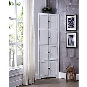 Kings Brand Furniture - Lyons 4-Tier 68" Corner Kitchen Pantry Storage Cabinet with 8 Doors, White