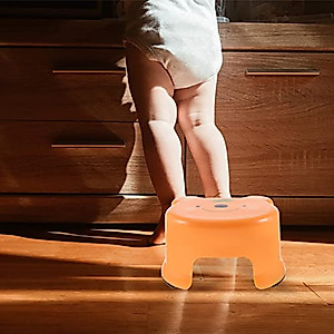 Toddmomy Kids Step Stool 2pcs Kid Step Stool Cartoon Animal Bathroom Step Stool Plastic Toilet Stool Potty Stool Under Desk Footrest for Bathroom Travel Potty Training White Organge Kids Stools