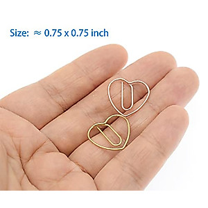 Small Paper Clips Cute Heart Paper Clips Bookmarks, 200 PCS Gold and Rose Gold Paper Clips, Gifts Idea (Mini Size, 200 Pcs)