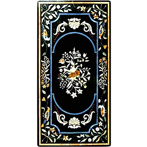 48 x 24 Inch Marble Dining Table, Eating Table, Breakfast Table, Dinner Table, Marble Patio Table, Rectangle Table, Garden Decor Table