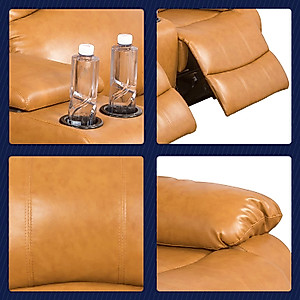 Beverly Fine Furniture Alpine Living Room Recliner Set Include Love seat, Sofa, 2-Piece, Ginger