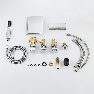 Lovedima Modern 5 Pieces Waterfall Bathroom Bathtub Faucet Roman Tub Filler with Handheld Shower