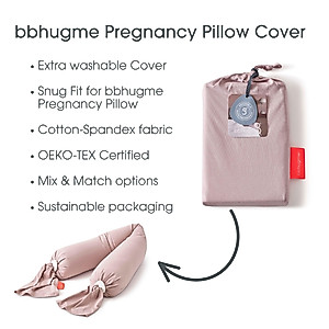bbhugme Pregnancy Pillow Cover - Cotton Jersey Fabric - Fits Pregnancy Pillow for Side Sleeping - Cover Only, Pregnancy Pillow Sold Separately, Dusty Pink