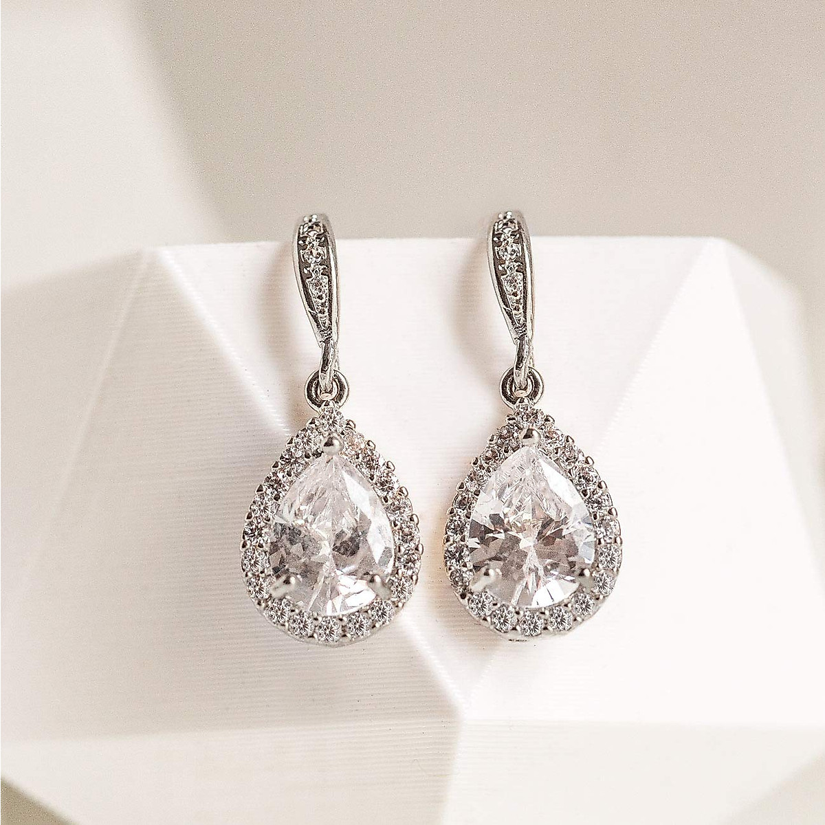 A+O Wedding Bridesmaids Gift Drop Dangle Earrings in Silver