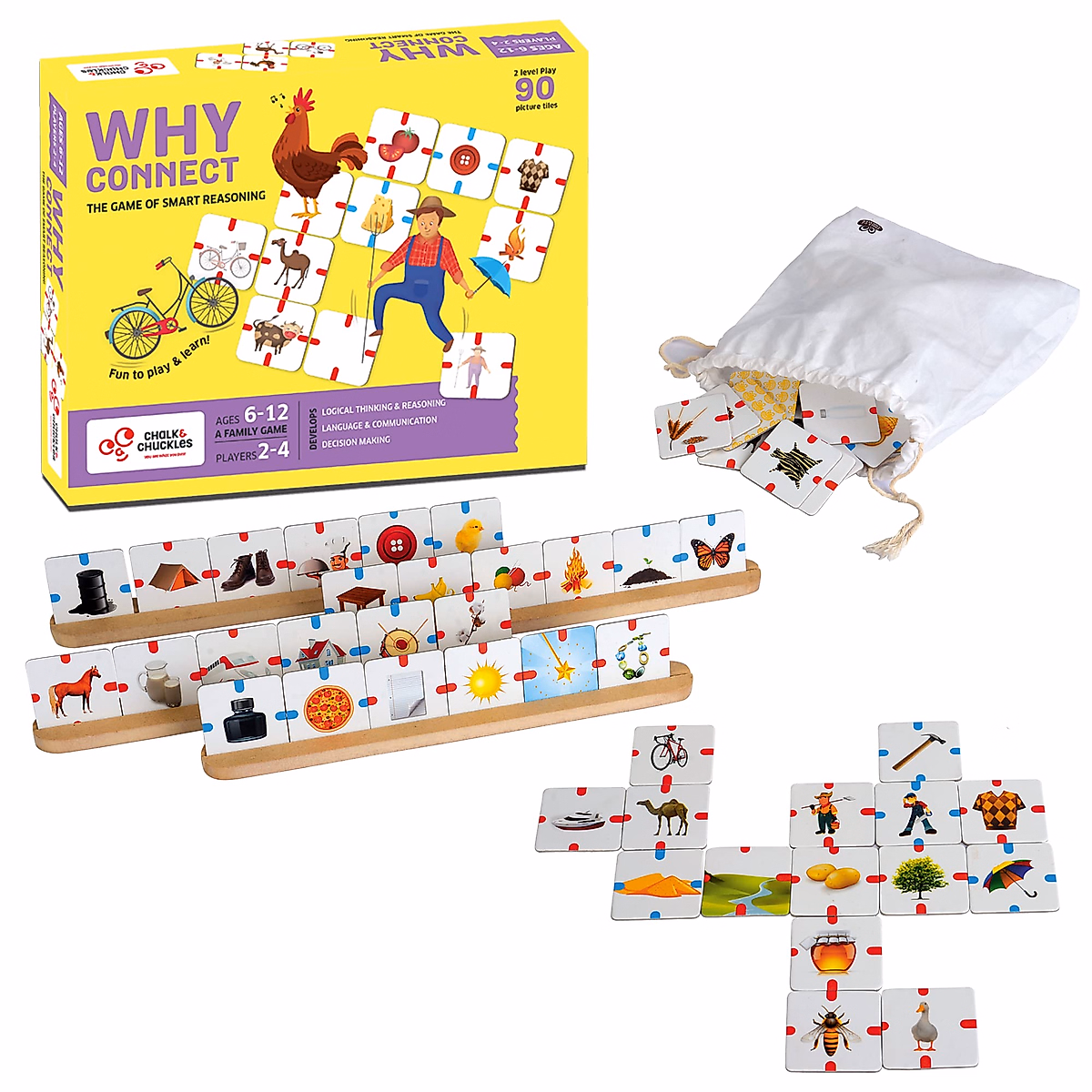 Chalk and Chuckles Board Game - Why Connect Educational and Family Game for Kids Age 6-12 Years, Speech Therapy Tool