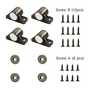 Sunivaca 4 Pack Cabinet Magnets Strong, Magnetic Door Catch, Cabinet Door Closers, Magnets for Cabinet Doors Latches Hardware - Bronze