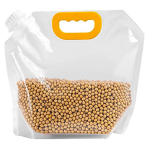 5pcsFood Storage Bags, Grain Moisture-proof Sealed Bag,Stand Up Food Bags Large Reusable Sealed Bag with Handle and Cap BPA Free