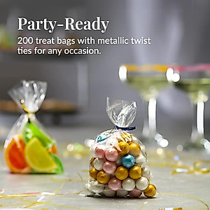 Prestee 200 Pack Clear Plastic Cellophane Bags Goodie Bags 6X10 With 4inches Twist Ties Candy Bags Cookie Bags Treat Bags Clear Gift Bags Cellophane Treat Bags 6x10 Inch (Pack of 200)