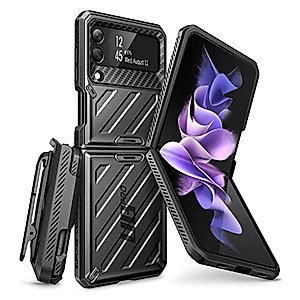 SUPCASE Unicorn Beetle Pro Series Case for Samsung Galaxy Z Flip 3 5G (2021), Full-Body Dual Layer Rugged Protective Case with Holster (Black)
