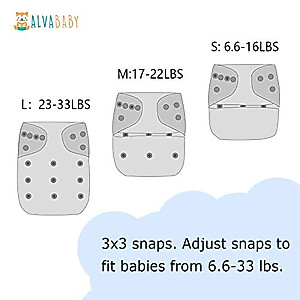 ALVABABY Baby Cloth Diapers One Size Adjustable Washable Reusable for Baby Girls and Boys 6 Pack with 12 Inserts 6BM101