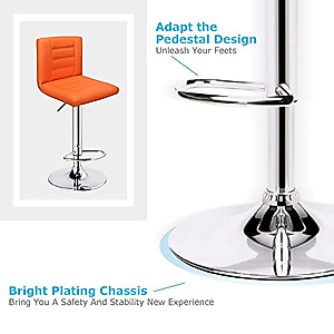 Leopard Bar Stools Set of 2, Modern Adjustable Bar Stool with Back, Straight Line Swivel Barstool - Orange