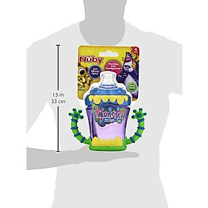Nuby Plastic Two-Handle iMonster No-Spill Super Spout Cup, 7 Ounce