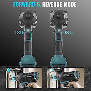 PFCTART Cordless 1/2 inch Brushless Impact Wrench, 1200Nm(900ft-lbs) High Torque Impact Gun w/2x 4.0Ah Batteries, Fast Charger & 6 Sockets, Tool Box