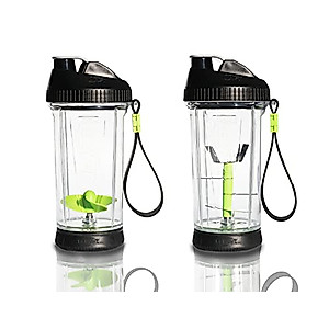 Bevrev Blender & Mixer 2-Pack: Includes Non-Electric Blender Sports Bottle with Stainless Steel Blades for Shakes/Smoothies & Non-Electric Mixer with The Propeller Blade for Mixing Protein Powders.