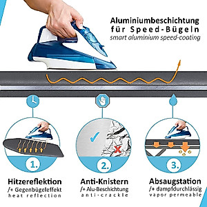 Ironing Board Cover,Extra Thick Heavy Duty Ironing Board Cover and Pad,Iron Board Cover,Ironing Board Covers,Iron Cover Replacement Ironing Board Cover Durable Foam 3 Layers,Easy-Fit,100% Cotton,Gray