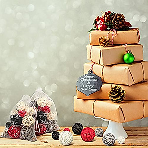 Shappy 24 Pieces Rattan Ball Decorations Wicker Rattan Balls with Organza Bag for Vase Bowl Filler Christmas Tree Ornaments Wedding Centerpieces Home Patio Garden Hanging Decoration