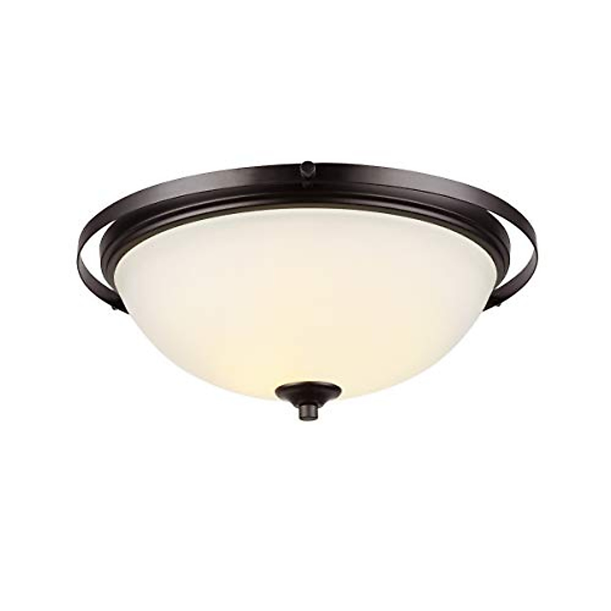 Globe Electric 61008 2-Light Flush Mount, Dark Bronze, Frosted White Glass Shade