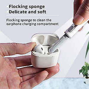 Cleaner Kit for Airpods Pro 1 2 3 Multi-Function Cleaning Pen, 3 in 1 Multifunctional Cleaning Pen for Wireless Earphone, Bluetooth Headphone, Earphone Case, Keyboard, Camera (White)