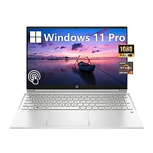 HP Pavilion 15.6" FHD Touchscreen Business Laptop, AMD Ryzen 7 5825U, Windows 11 Pro, 16GB RAM, 512GB SSD, Backlit Keyboard, Numeric Keypad, WiFi 6, Long Battery Life, Durlyfish