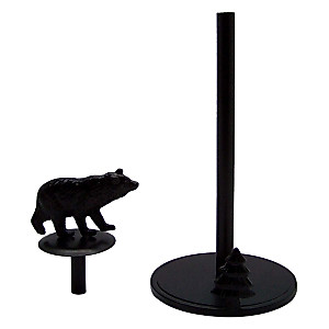 Country Log Cabin Decor Metal Bear Paper Towel Holder, 15 Inch