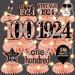 9Pcs 40th Birthday Decorations Honeycomb Centerpieces for Women, Rose Gold Pink Happy 40 Birthday Table Toppers Party Supplies, Vintage 1983 Aged to Perfection Birthday Table Sign Decor