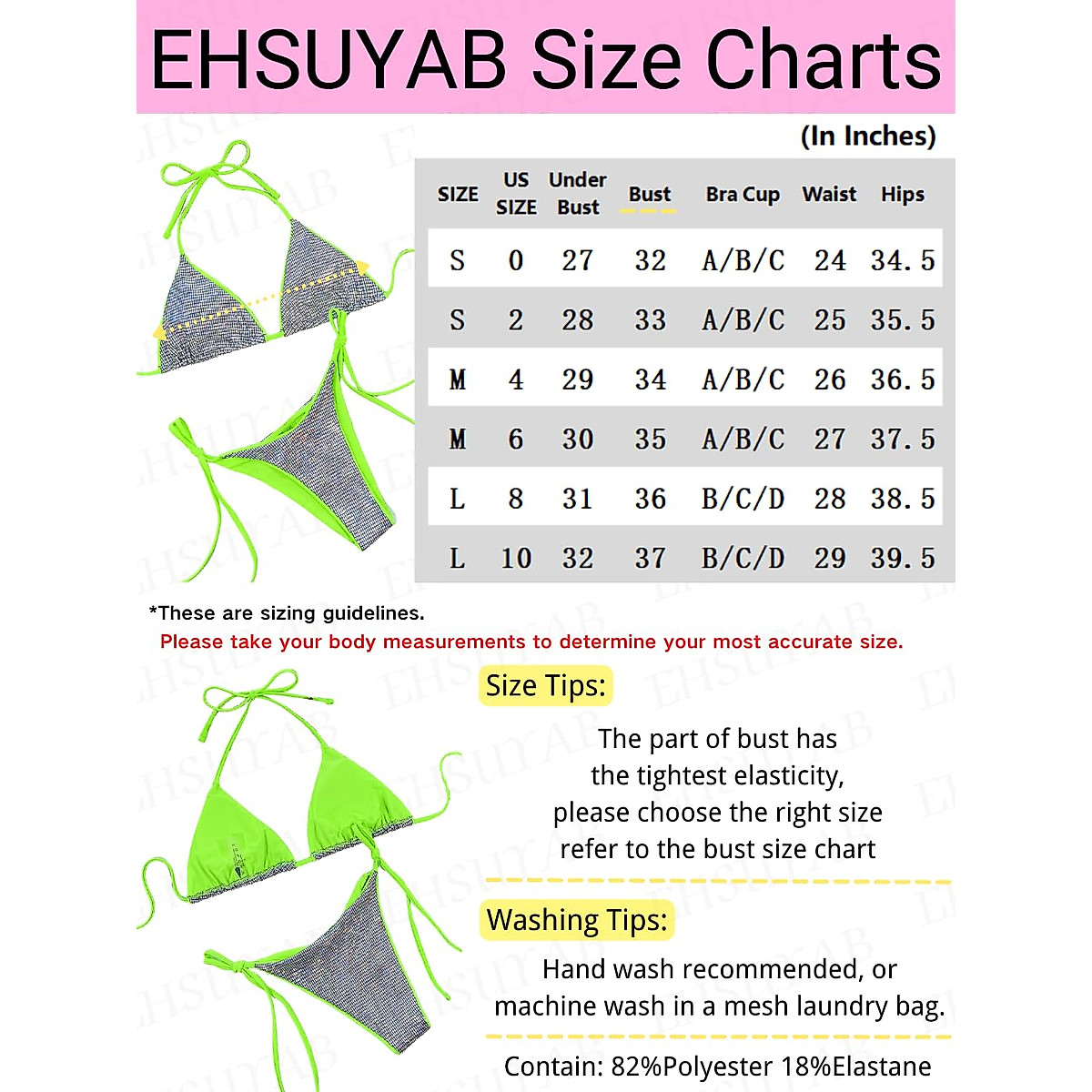 EHSUYAB Sexy Bikini Set, Thong String Triangle High Cut Metallic Bathing Suits for Women 2 Piece Bikini, Bralette Halter Tie Sparkly Padded Swimsuit Boudoir Beach Neon Green Silver Medium