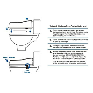 AquaSense Raised Toilet Seat with Lid, White, 2.5 Inches